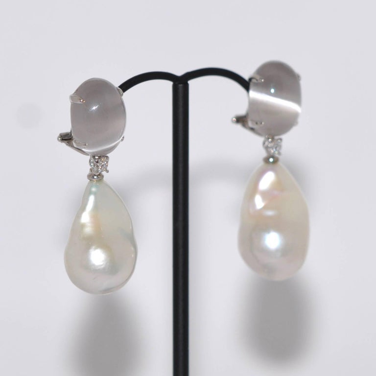Freshwater Pearls, Quartz and White Diamonds on White Gold Chandelier ...