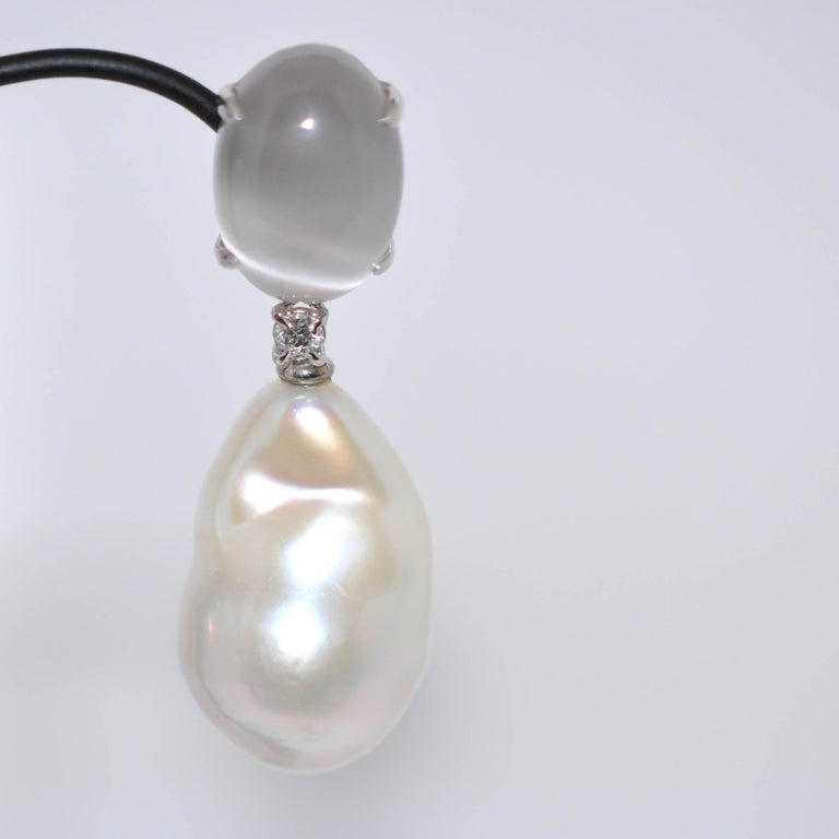 Freshwater Pearls, Quartz and White Diamonds on White Gold Chandelier ...