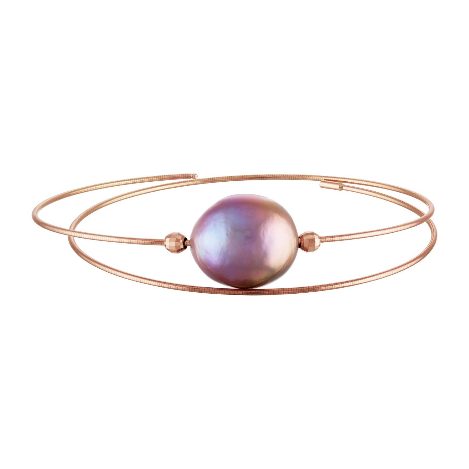 South Sea Baroque Cultured Pearl and 18 Karat Gold Wire Bangle For Sale ...