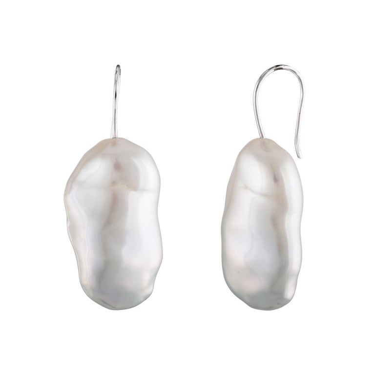 Freshwater White Baroque Cultured Pearl Dangle Earrings in 14 Karat ...