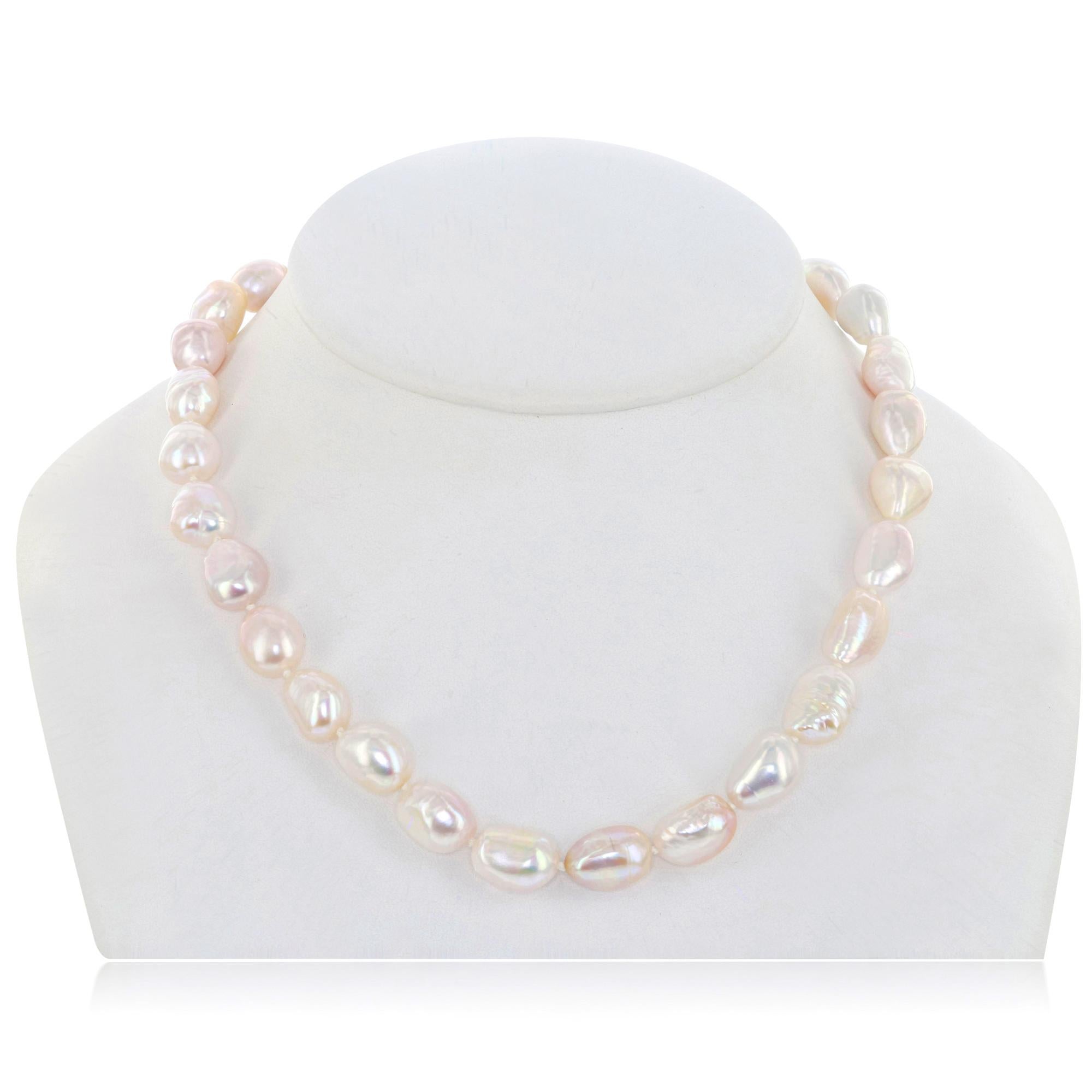 Freshwater White Cultured Pearl Baroque Choker Necklace With Silver