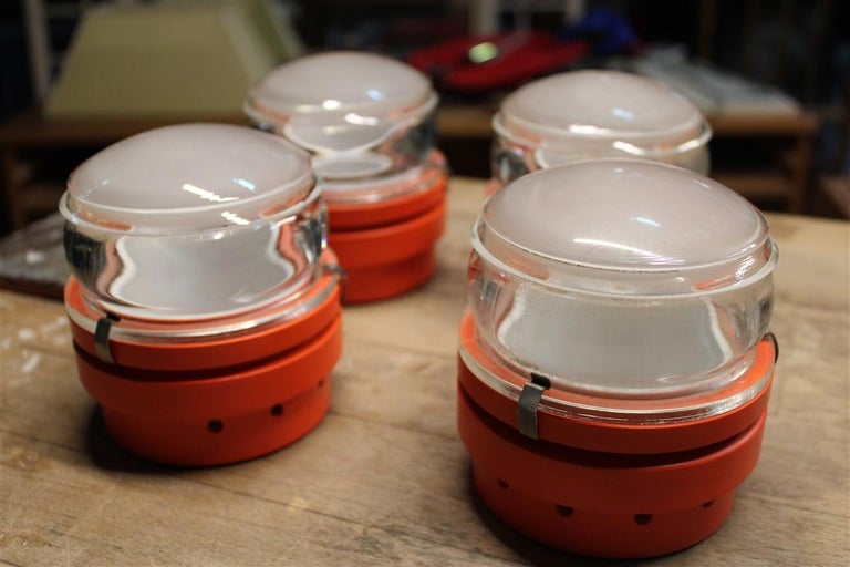 Fresnel Wall Sconce Orange Joe Colombo for Luce 1960s Original Italian ...