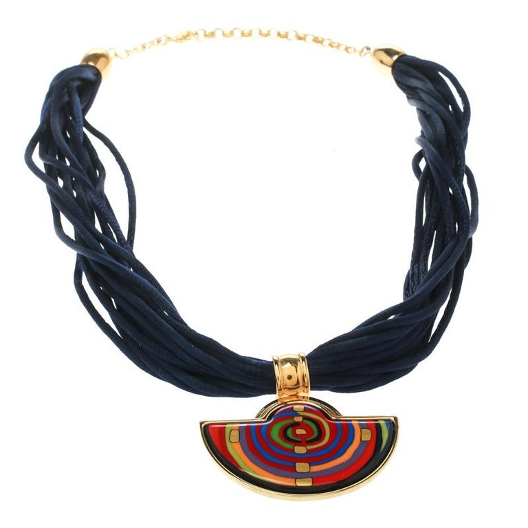 Frey Wille Hundertwasser Spiral of Life Blue Fire Half Moon Pendant ...