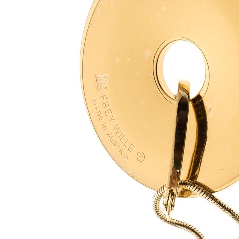 Frey Wille Magic Sphinx Fire Enamel Gold Plated Round Pendant Necklace ...