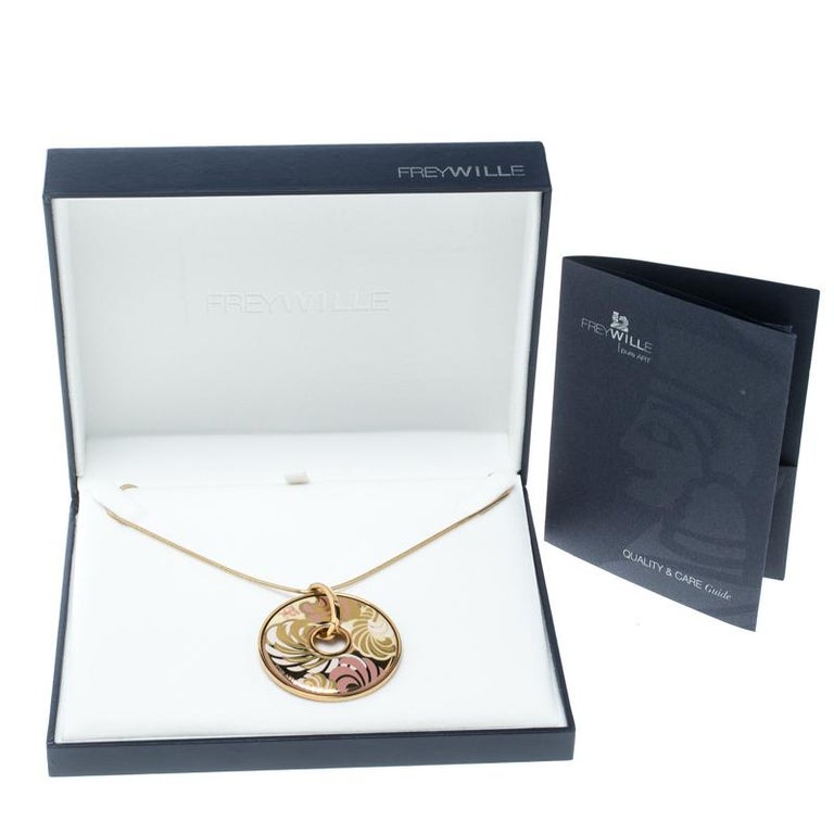 Frey Wille Magic Sphinx Fire Enamel Gold Plated Round Pendant Necklace ...