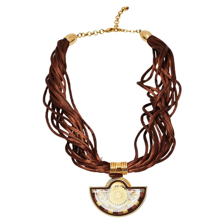 Frey Wille Vintage Sun Motif Brown Fire Enamel Plated Half Moon Pendant ...