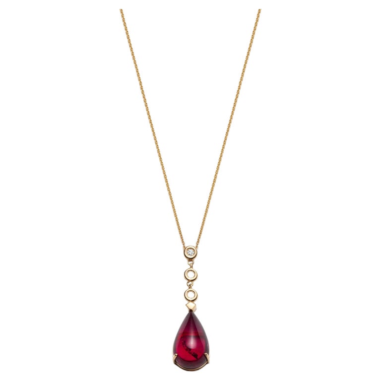 FREYA Necklace in 18k Yellow Gold Set with Rubellite and Diamonds by ...