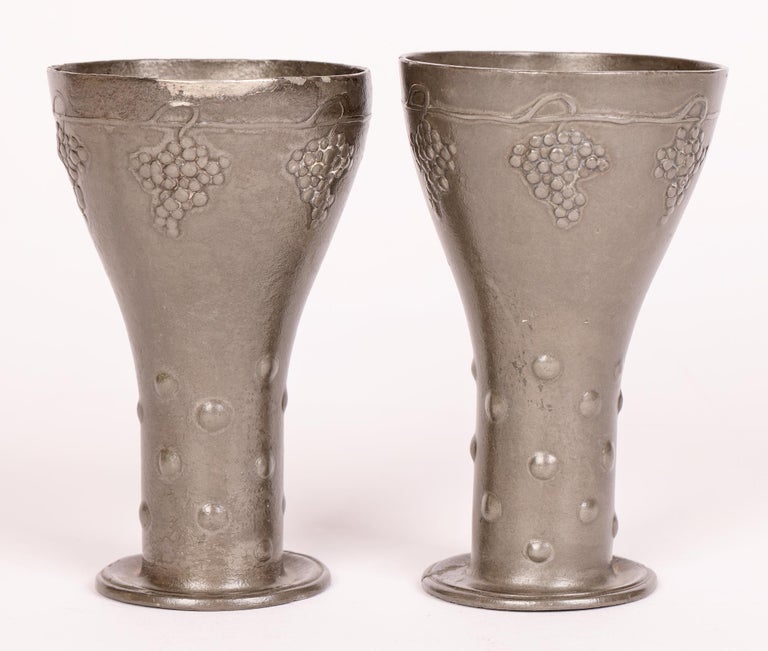 Friedrich Adler Osiris Pair Isis Jugendstil Pewter Wine Goblets Circa ...