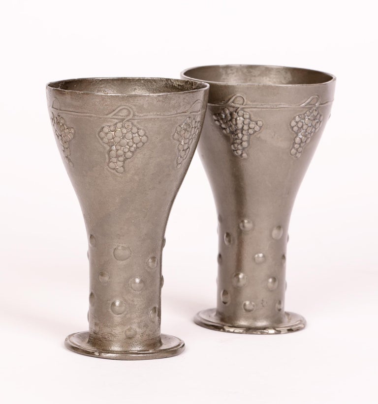 Friedrich Adler Osiris Pair Isis Jugendstil Pewter Wine Goblets Circa ...