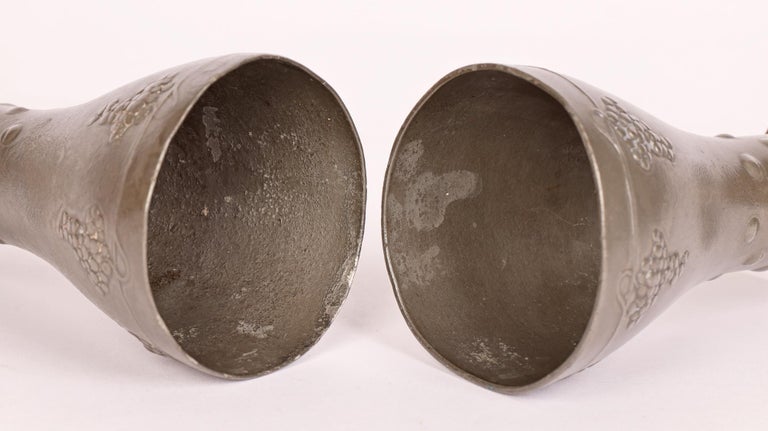 Friedrich Adler Osiris Pair Isis Jugendstil Pewter Wine Goblets Circa ...