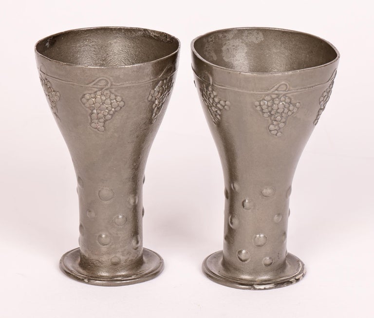 Friedrich Adler Osiris Pair Isis Jugendstil Pewter Wine Goblets Circa ...