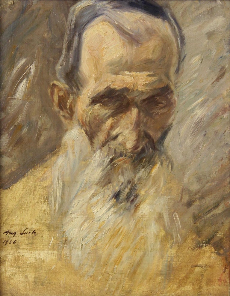 Friedrich August Seitz - Half-length portrait of an elderly bearded man ...