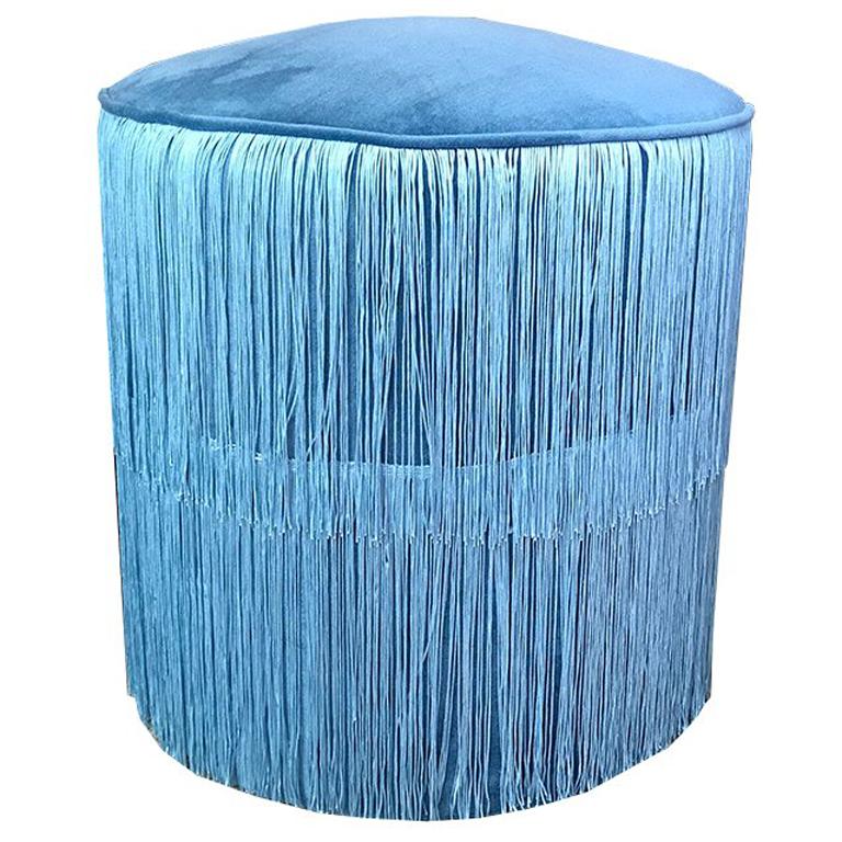 Fringe Covered Ottoman Pouf at 1stDibs