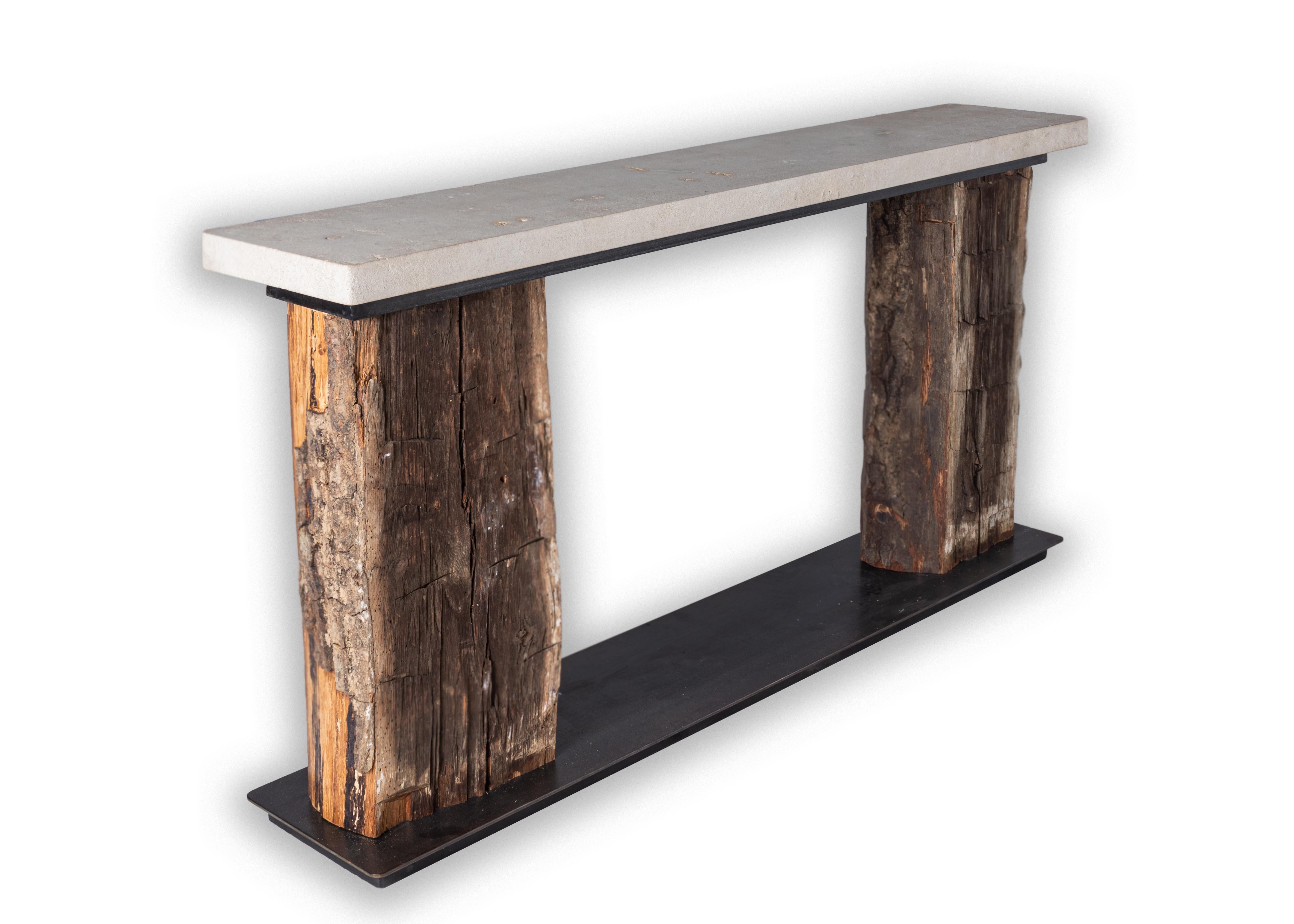 Frio Console with Wood Beams on Steel Plate and Supportive Distressed ...