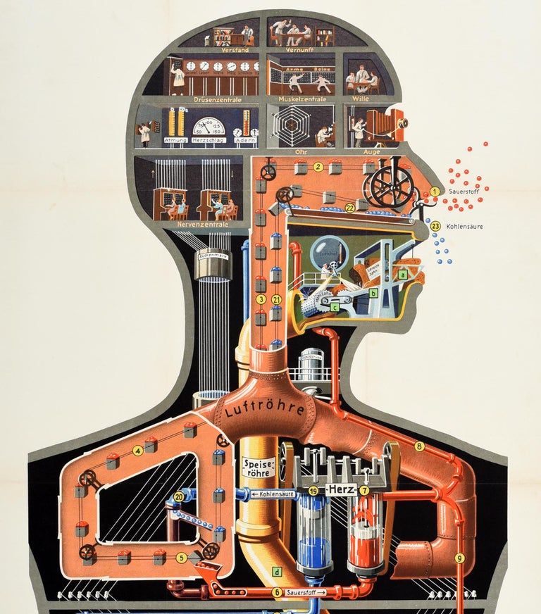 Fritz Kahn - Original Vintage Poster Man As Industrial Palace ...