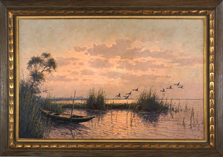 Fritz Martens - Large Scale Mid Century Landscape with Canadian Geese ...