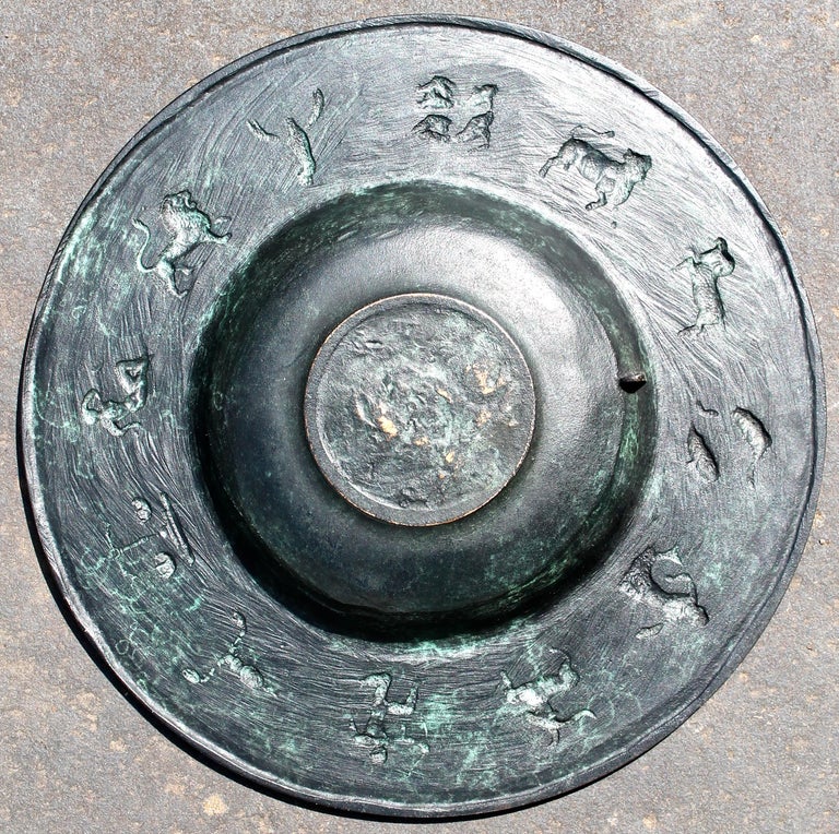 Fritz Nuss, Classical 'Zodiac' Low Bronze Bowl at 1stDibs