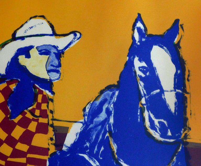 Fritz Scholder Original Color Lithograph, 1979, "Another Matinee Cowboy ...