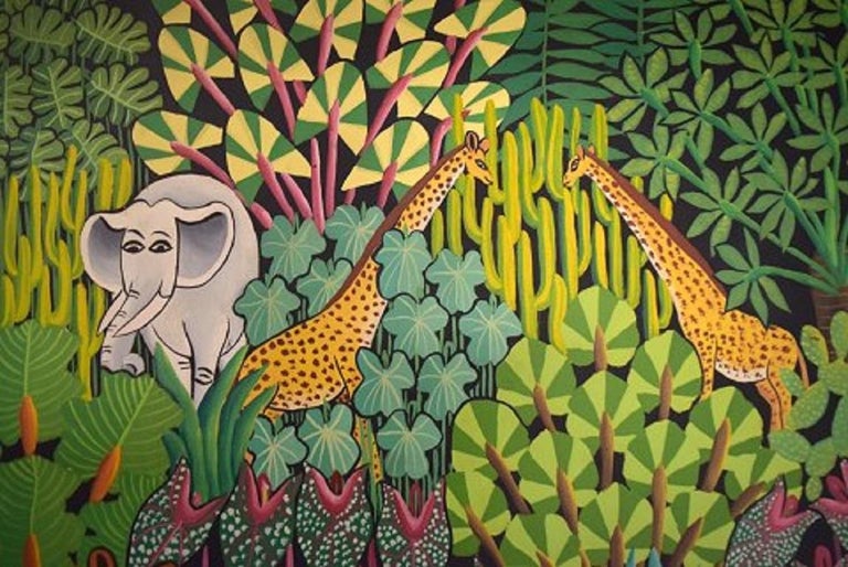 Fritz St. Jean Haitian Artist, Naivist School, Oil on Canvas at 1stDibs