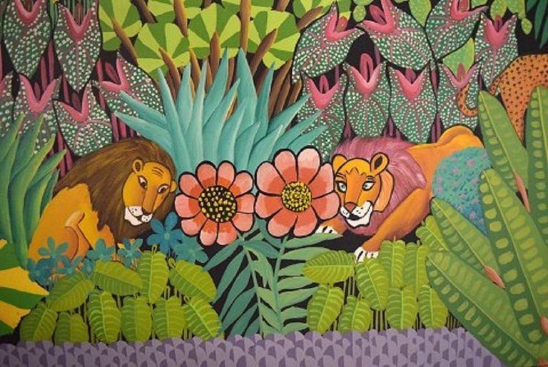 Fritz St. Jean Haitian Artist, Naivist School, Oil on Canvas at 1stDibs