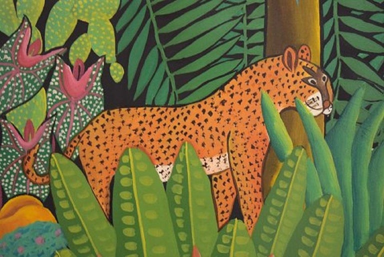 Fritz St. Jean Haitian Artist, Naivist School, Oil on Canvas at 1stDibs