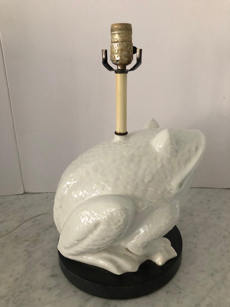 Frog Lover's Adorable White Ceramic Lamp at 1stDibs | ceramic frog lamp
