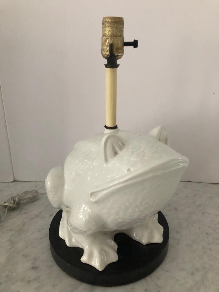 Frog Lover's Adorable White Ceramic Lamp at 1stDibs | ceramic frog lamp