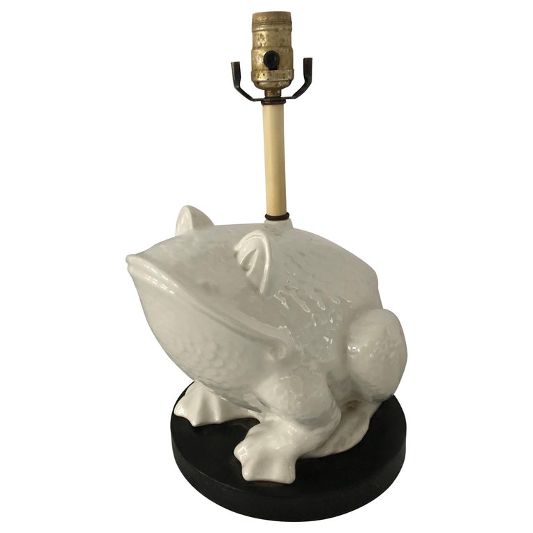 Frog Lover's Adorable White Ceramic Lamp at 1stDibs | ceramic frog lamp