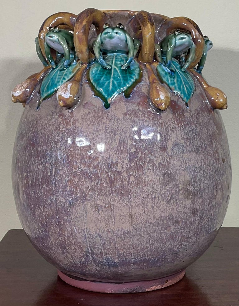 Frogs Motif Ceramic Vase For Sale at 1stDibs