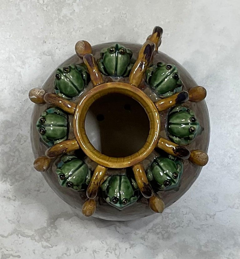 Frogs Motif Ceramic Vase For Sale at 1stDibs