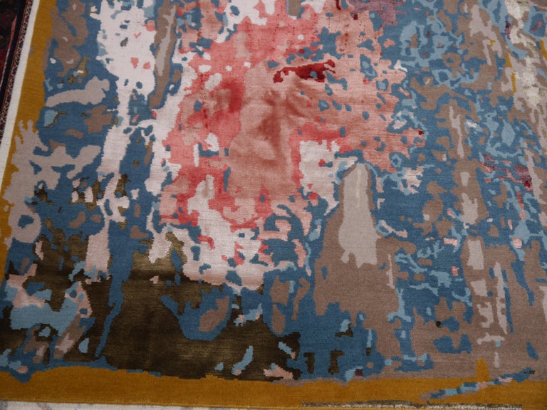 Abstract Modern Rug Wool and Silk Design 7 x 7 ft For Sale at 1stDibs ...