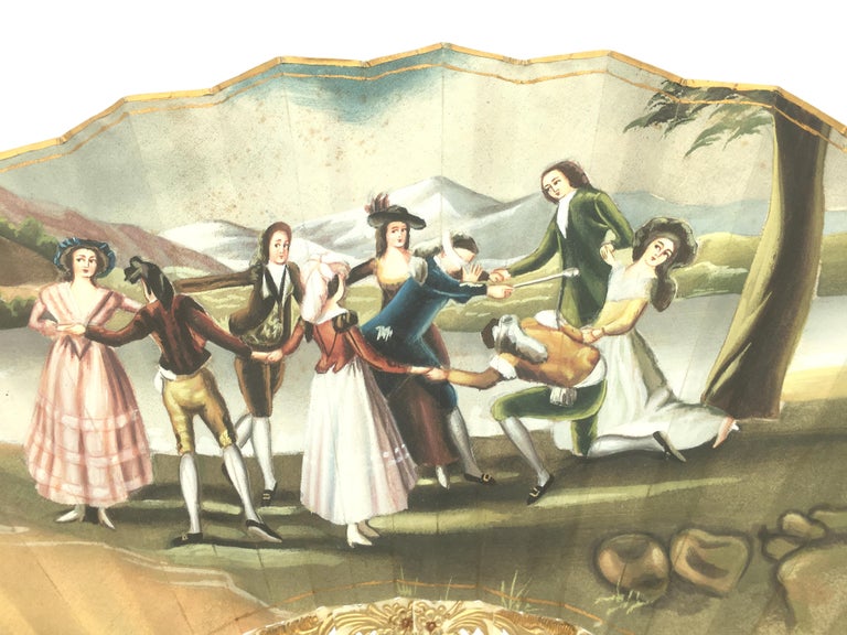 From Goya "The Blind Hen" Hand Painted Fan, 19th Century For Sale at ...