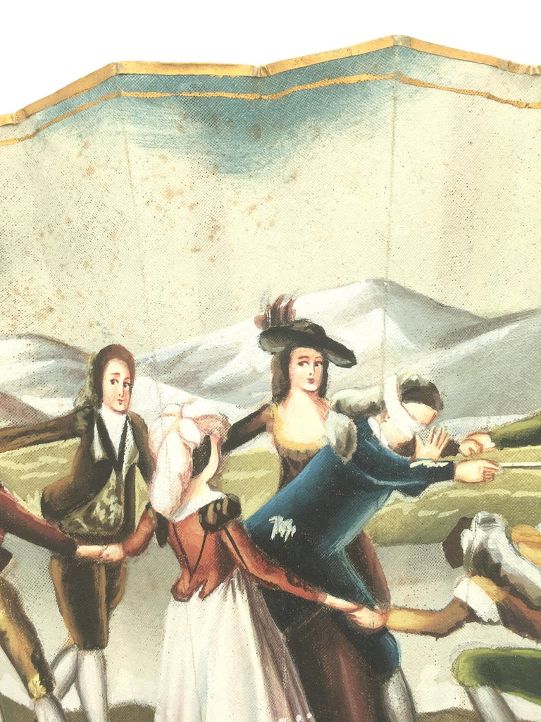 From Goya "The Blind Hen" Hand Painted Fan, 19th Century For Sale at ...