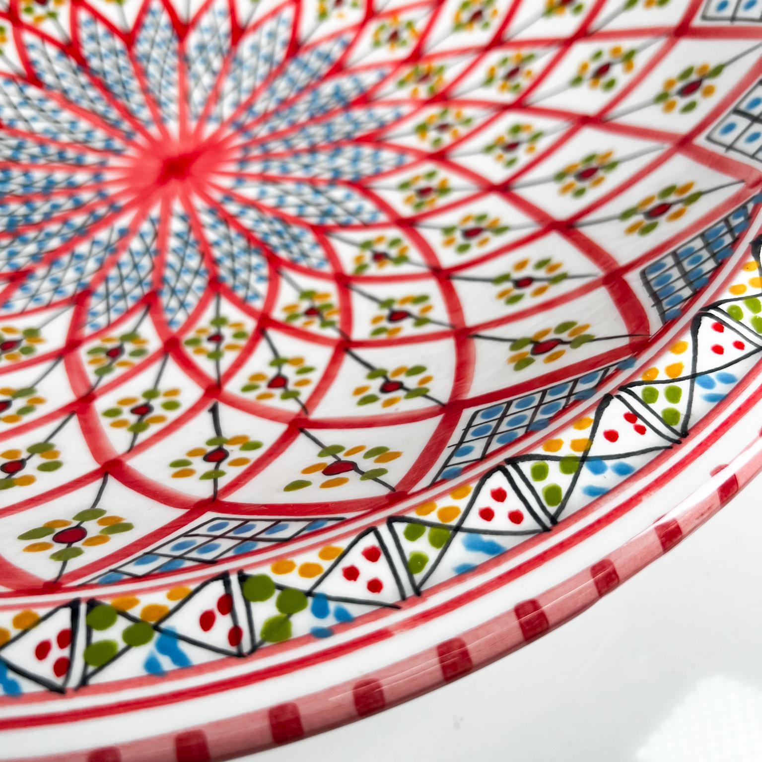 From Tunisia Hand Painted Platter Red Bowl Poterie Slama Ceramic ...