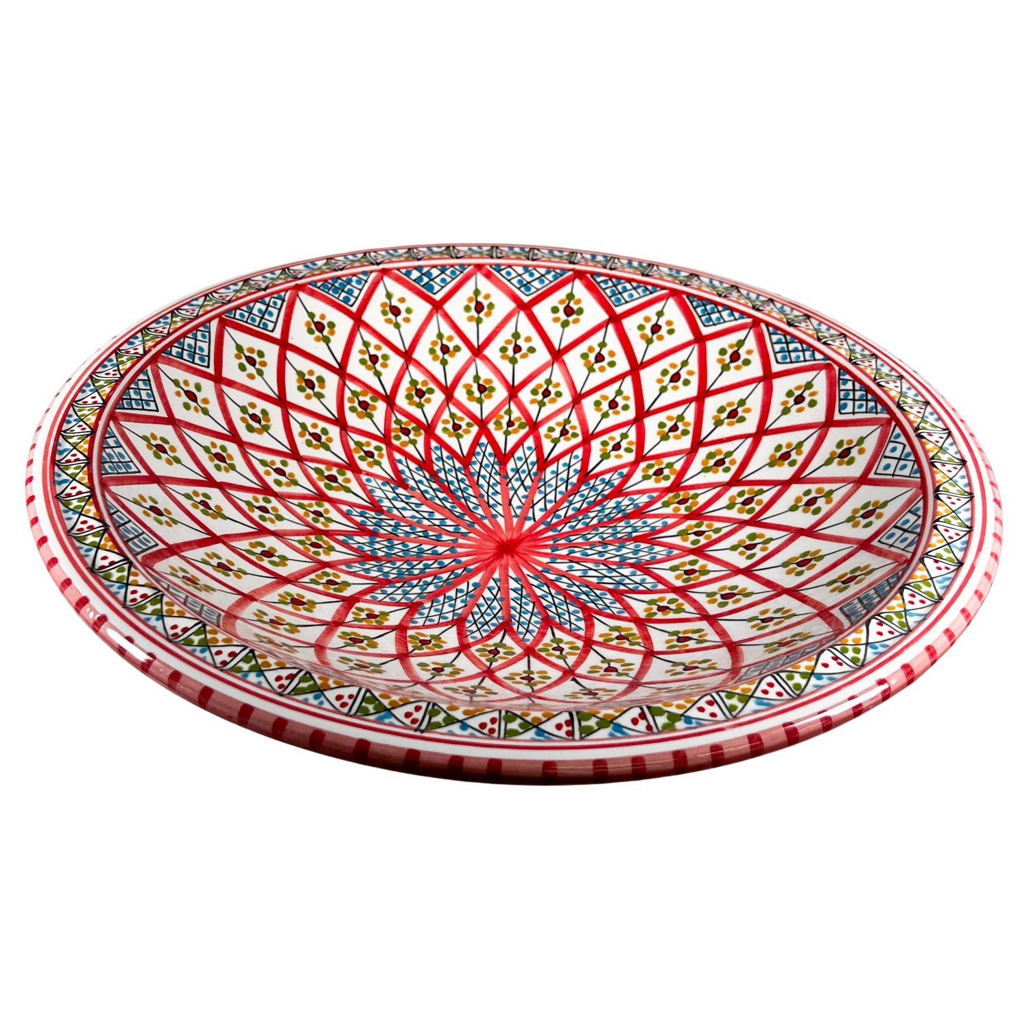 From Tunisia Hand Painted Platter Red Bowl Poterie Slama Ceramic ...