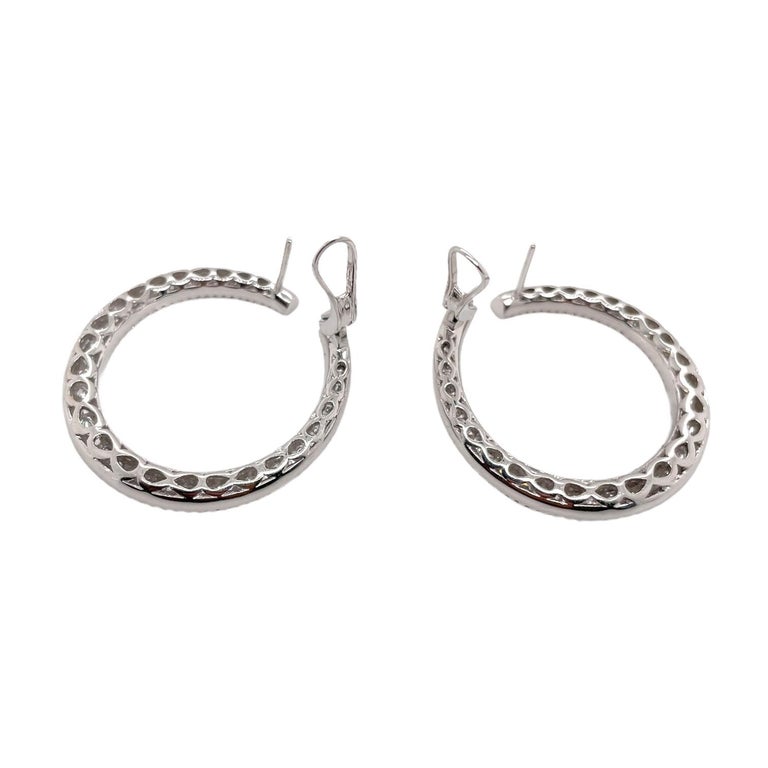 Front Facing Diamond Hoops in 18K White Gold For Sale at 1stDibs