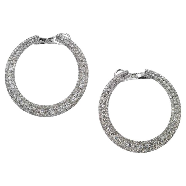 Front Facing Diamond Hoops in 18K White Gold For Sale at 1stDibs