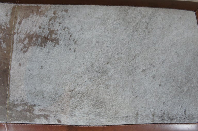 Frontgate X-Frame Brown Leather and Cowhide Bench Seat at 1stDibs