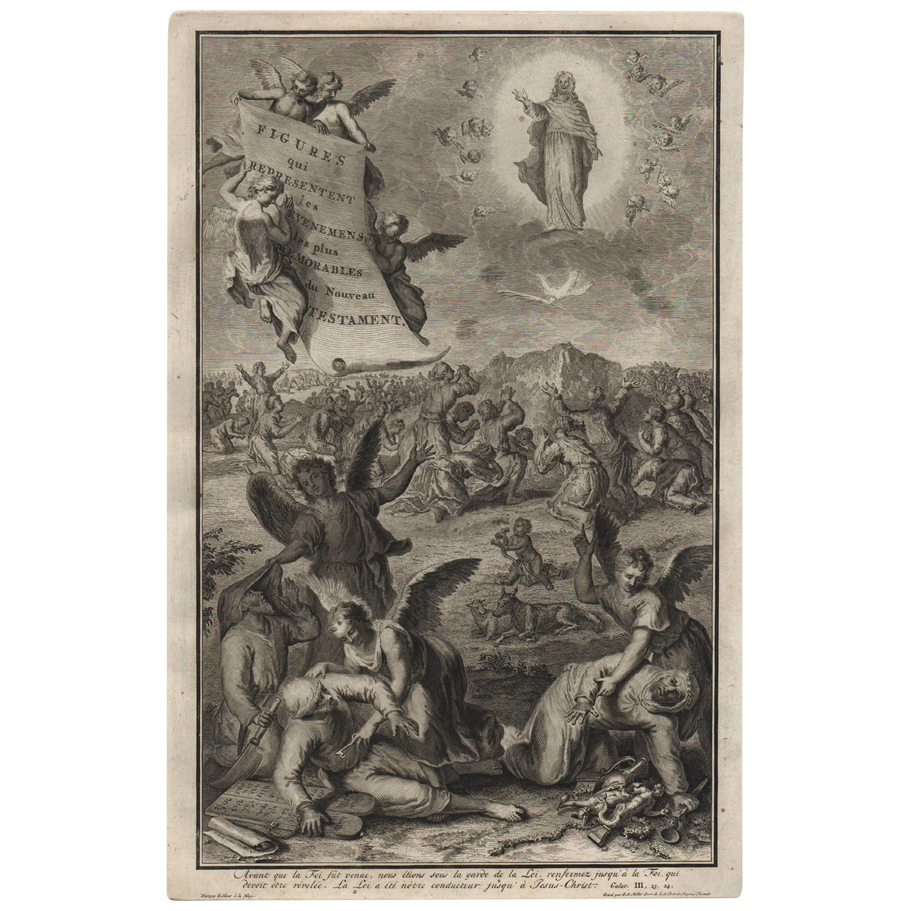 Frontispiece, 1728 Framed Engraving Religious For Sale at 1stDibs