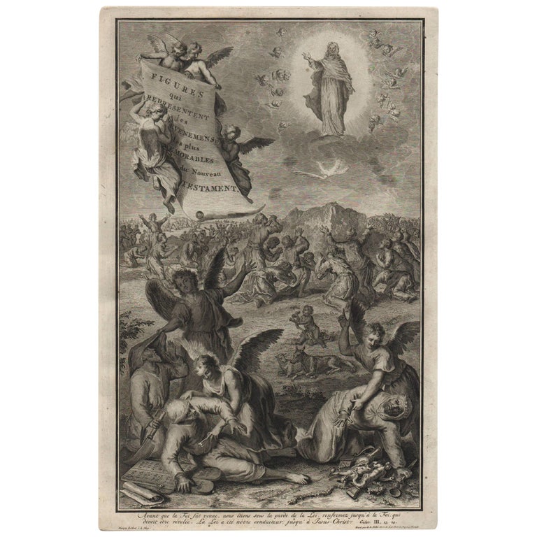 Frontispiece, 1728 Framed Engraving Religious For Sale at 1stDibs