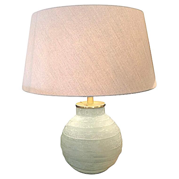 Frosted Blue Glass Horizontal Rib Pair of Lamps, Romania, Contemporary ...