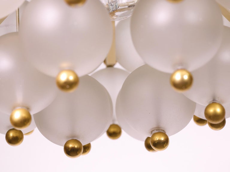 1960 Germany Kinkeldey Chandelier Frosted Glass Balls and Brass For ...