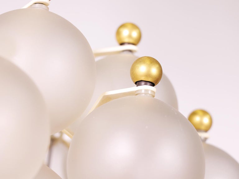 1960 Germany Kinkeldey Chandelier Frosted Glass Balls and Brass For ...