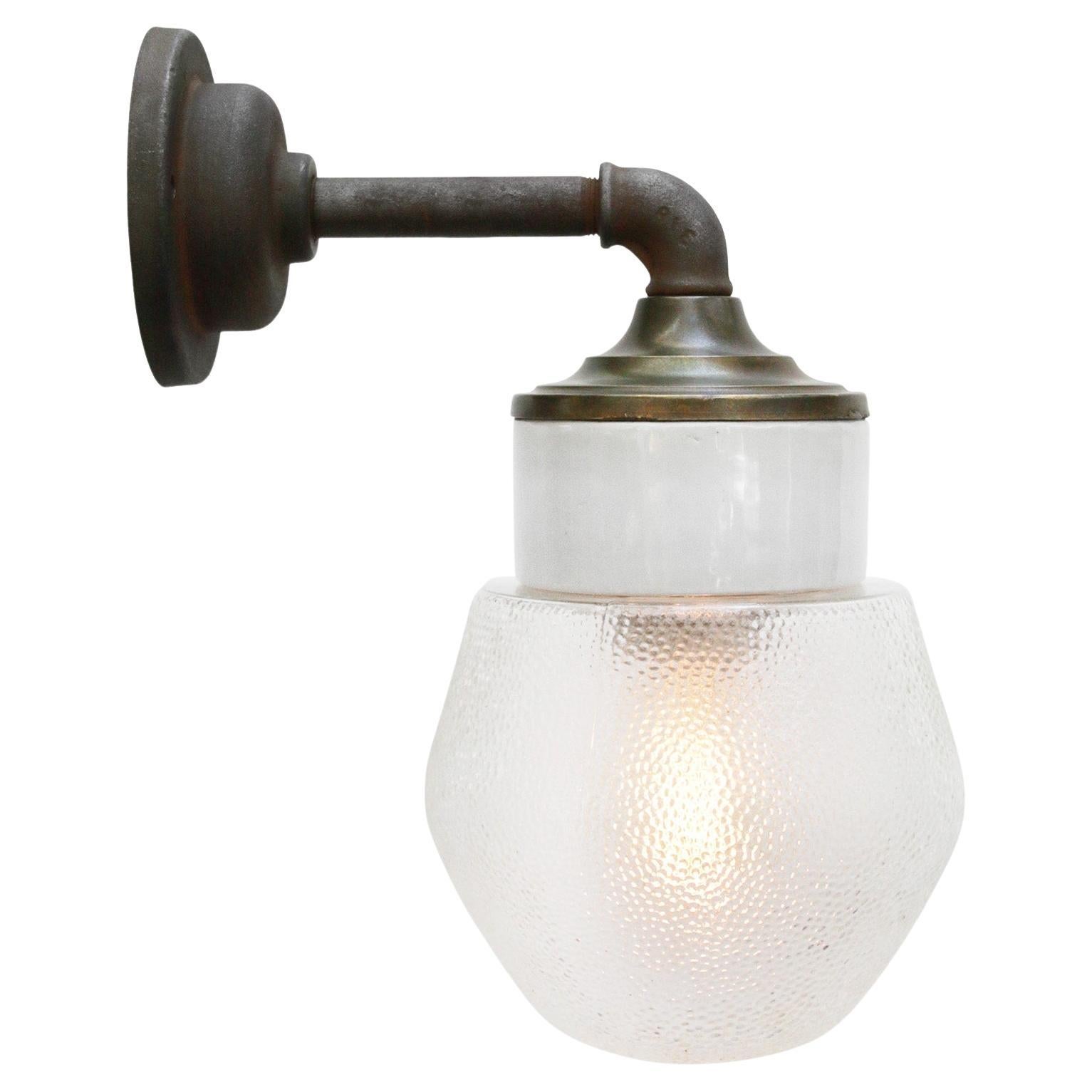 Frosted Glass Brass Vintage Cast Iron Arm Scones Wall Lights For Sale ...