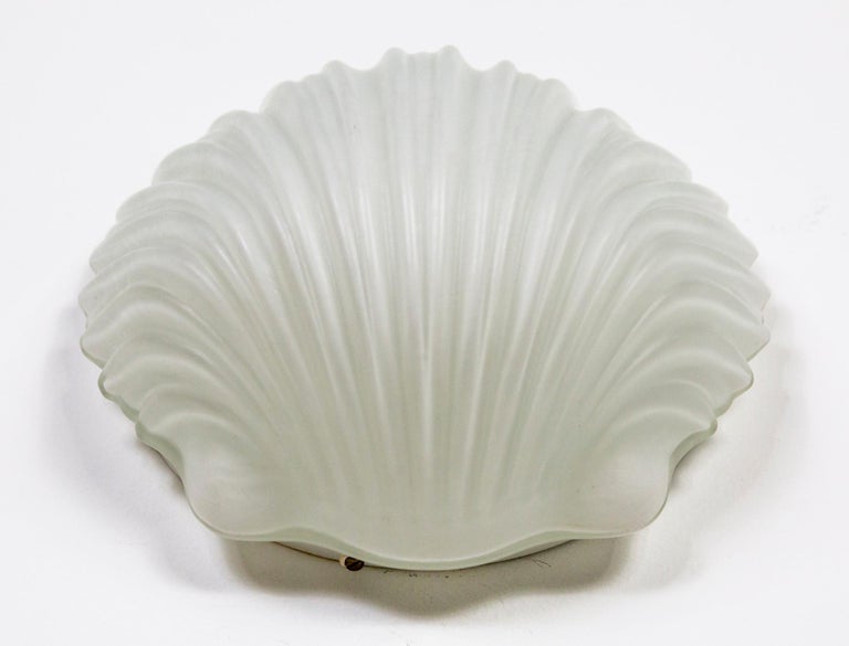 Frosted Glass Molded Half-Shell Sconces, Pair For Sale at 1stDibs