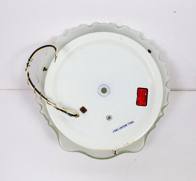 Frosted Glass Molded Half-Shell Sconces, Pair For Sale at 1stDibs