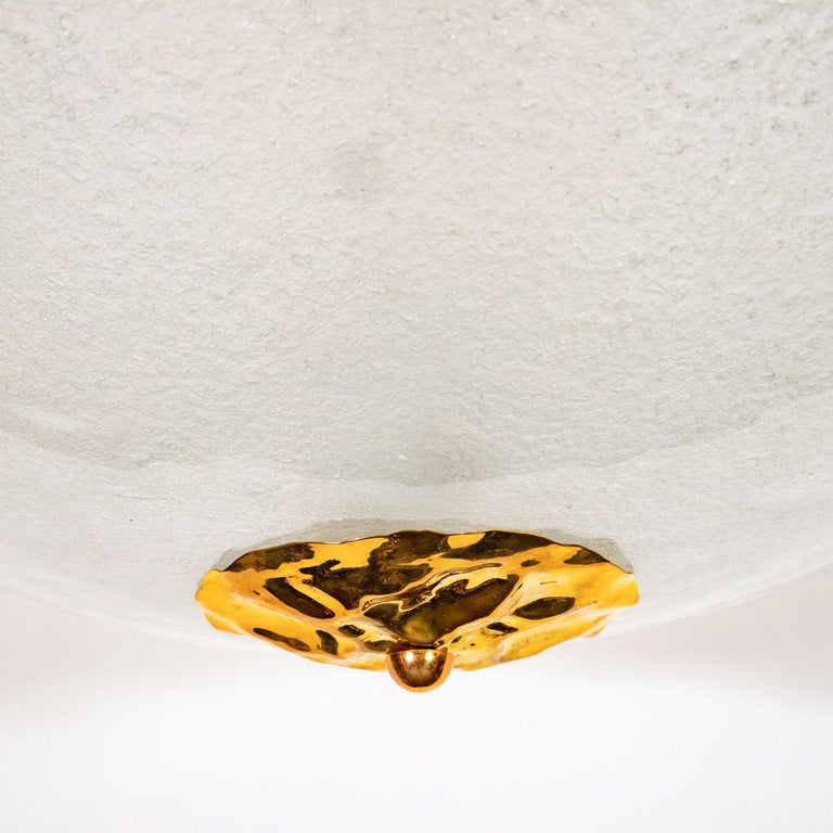 Frosted Murano Glass Bowl Flush Mount For Sale at 1stDibs