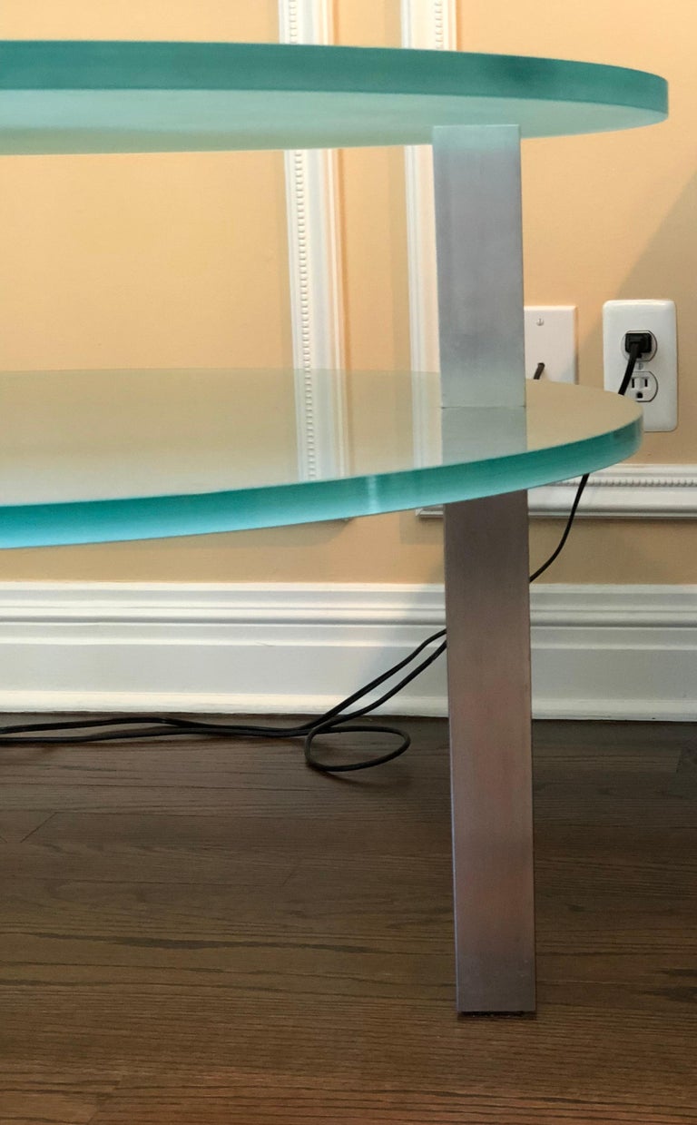 Frosted Two Level Glass Round End Table by Pace Collection For Sale at ...