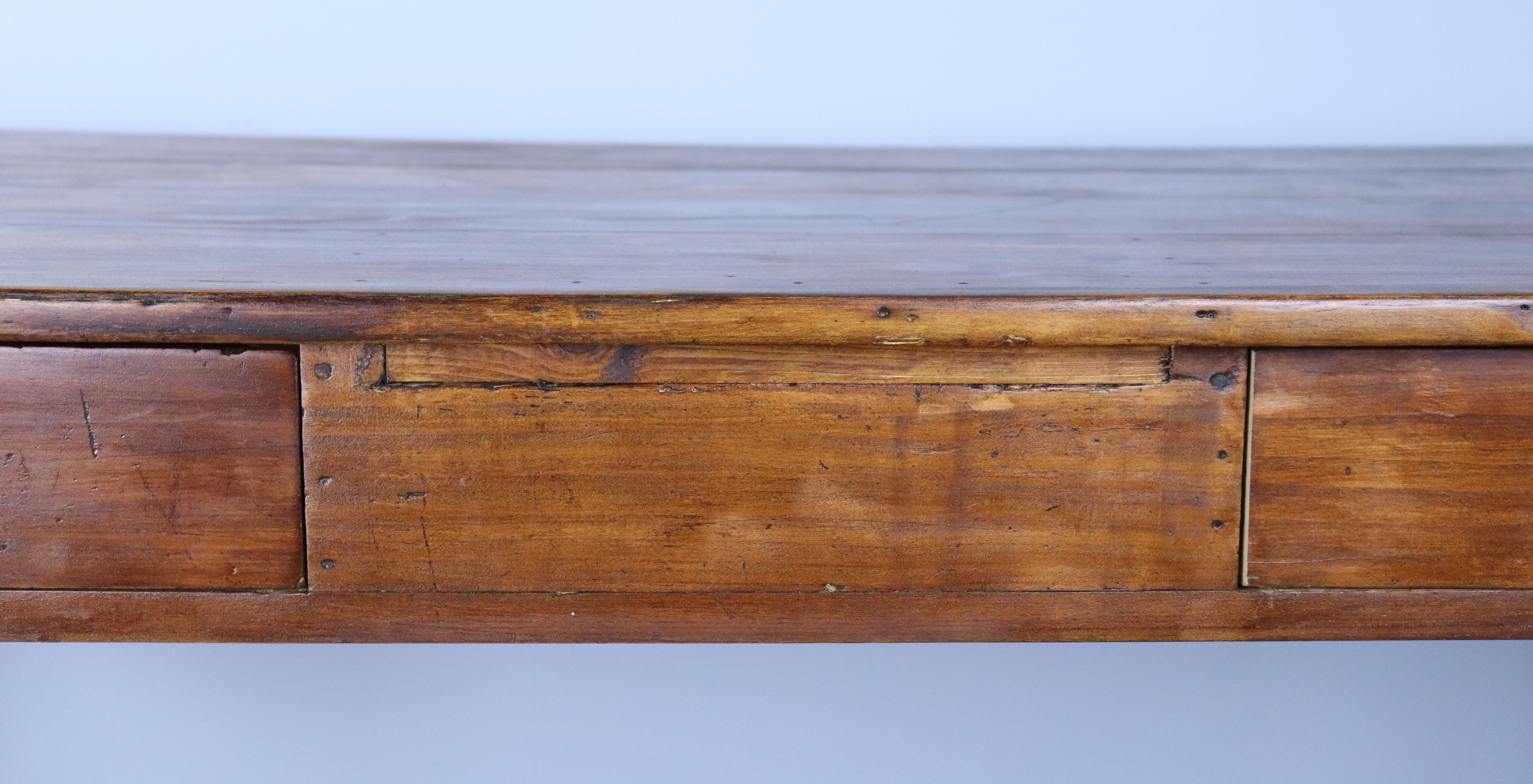 Fruitwood Farm Table / Desk with 4 Drawers For Sale at 1stDibs