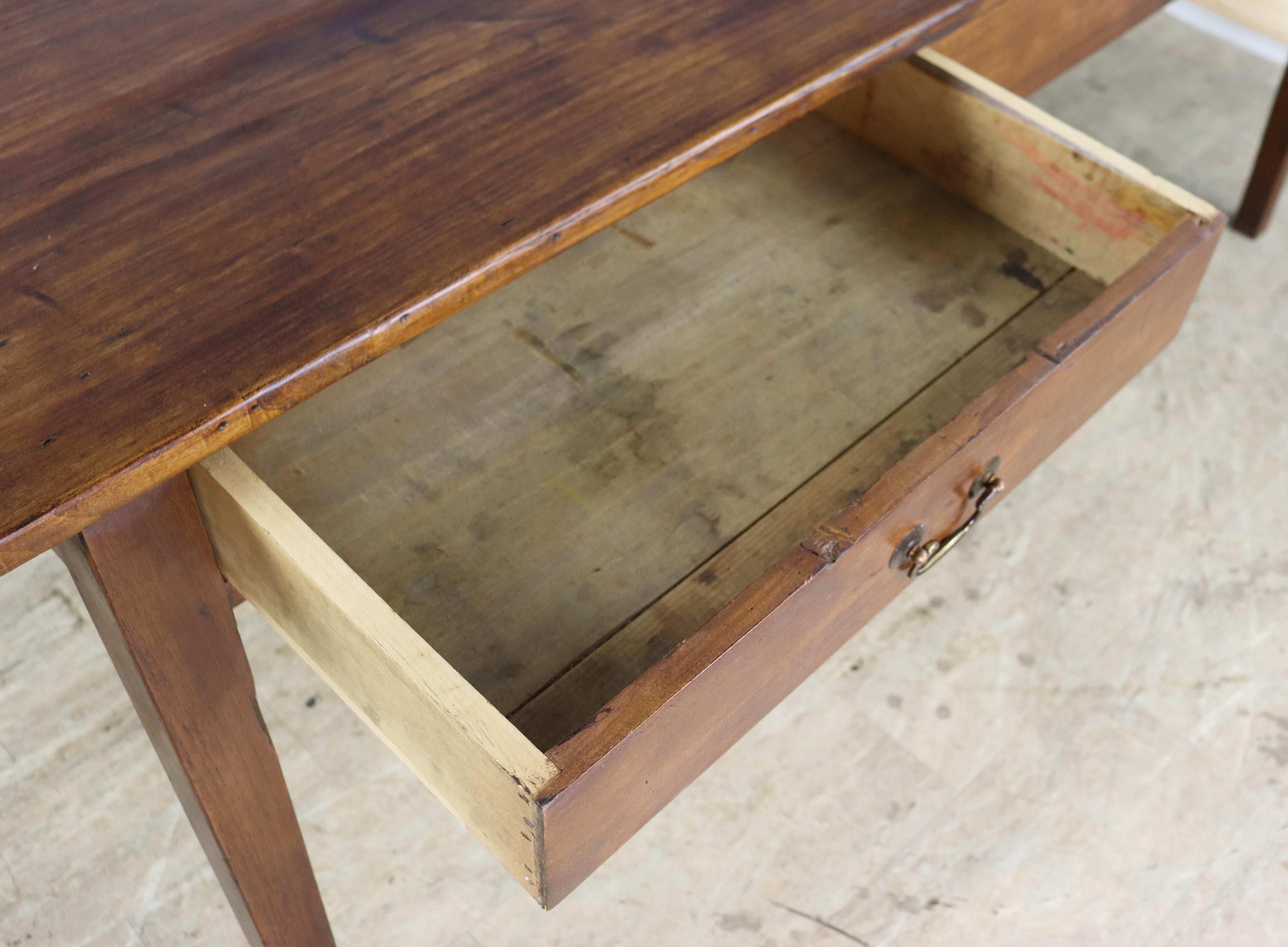 Fruitwood Farm Table / Desk with 4 Drawers For Sale at 1stDibs
